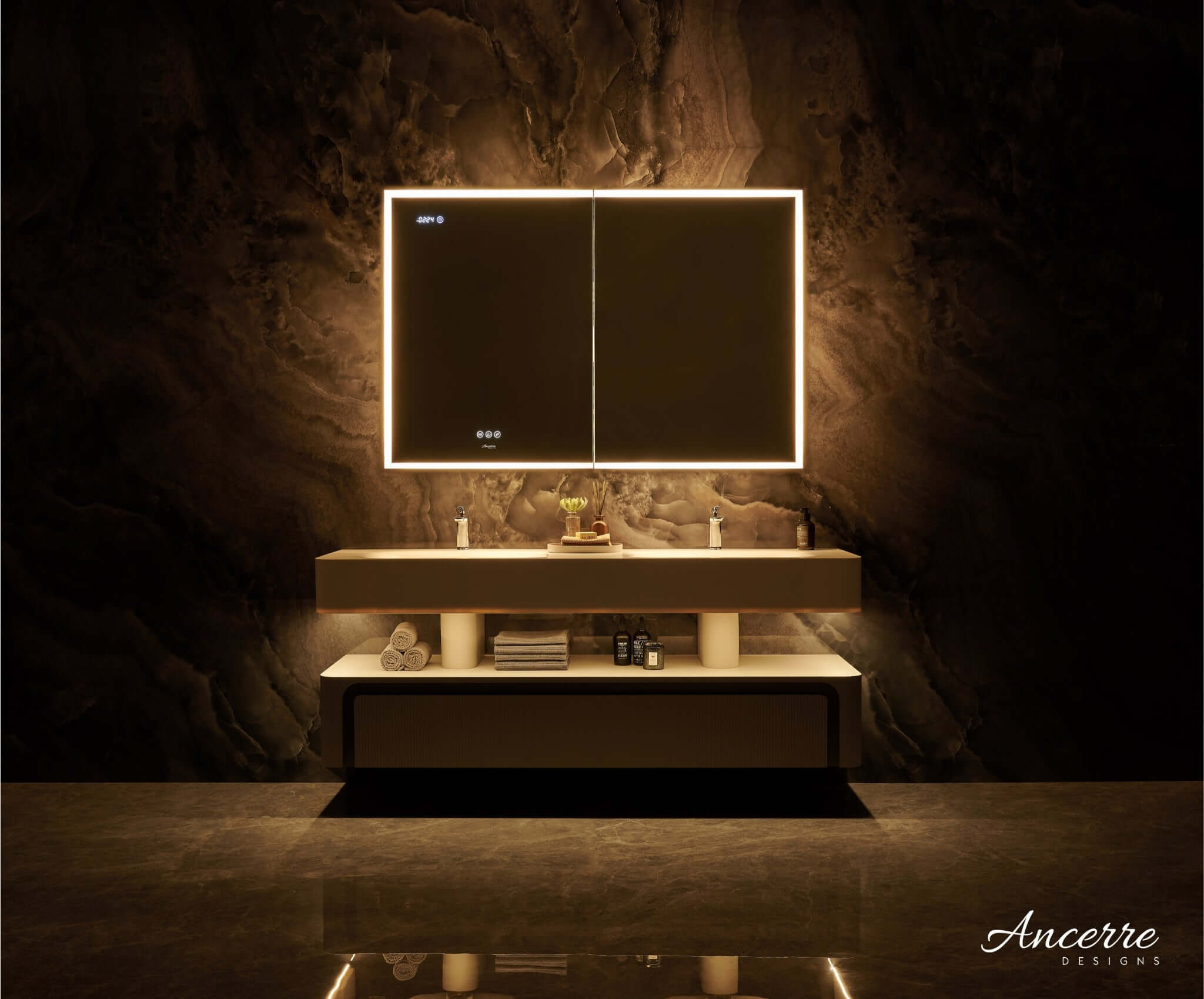 Pagani LED Mirror Cabinet with Defogger, Dimmer, Magnifier & USB outle ...