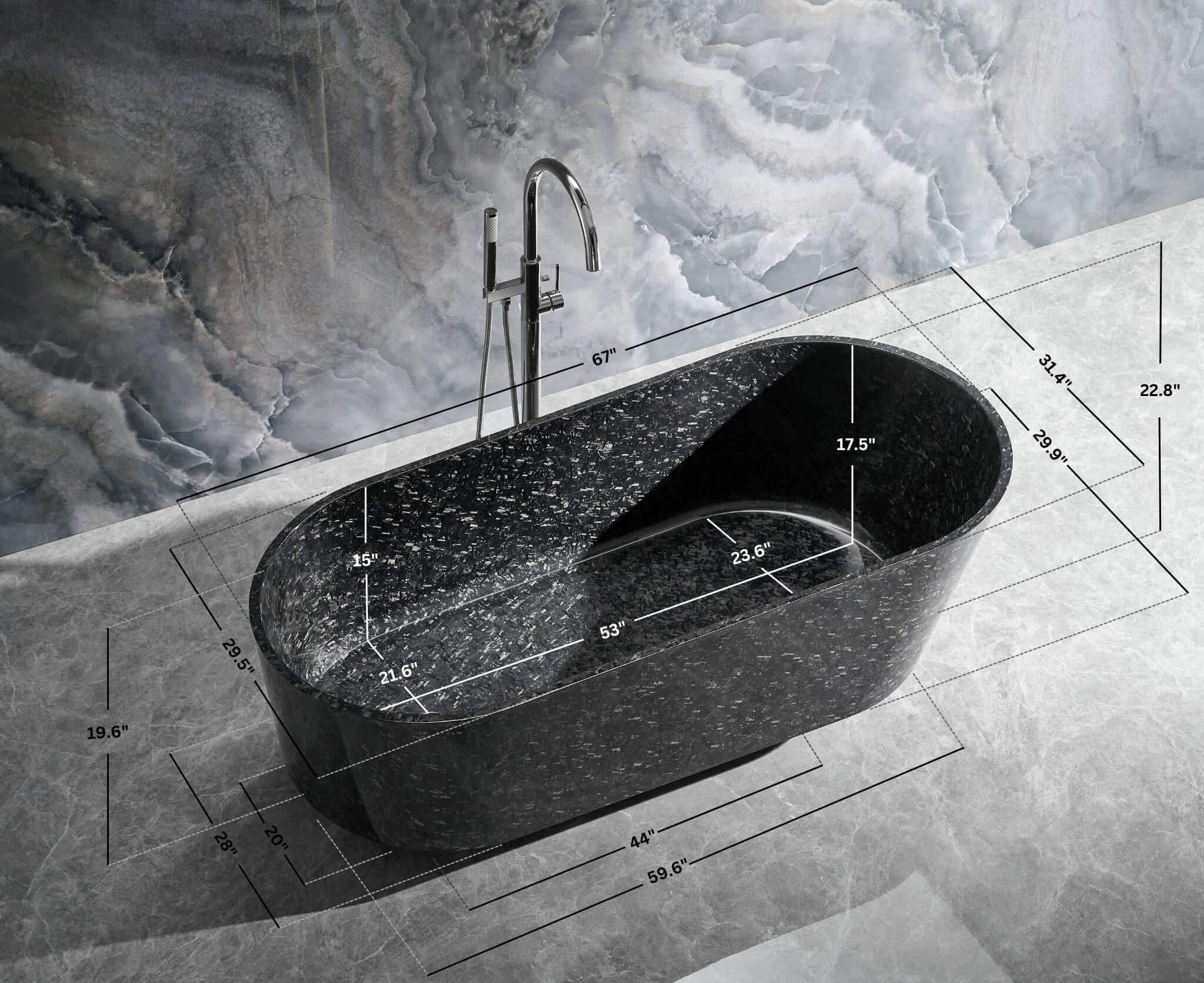 Coesistere 67" Freestanding Forged Carbon Fiber Bathtub – Ancerre Designs