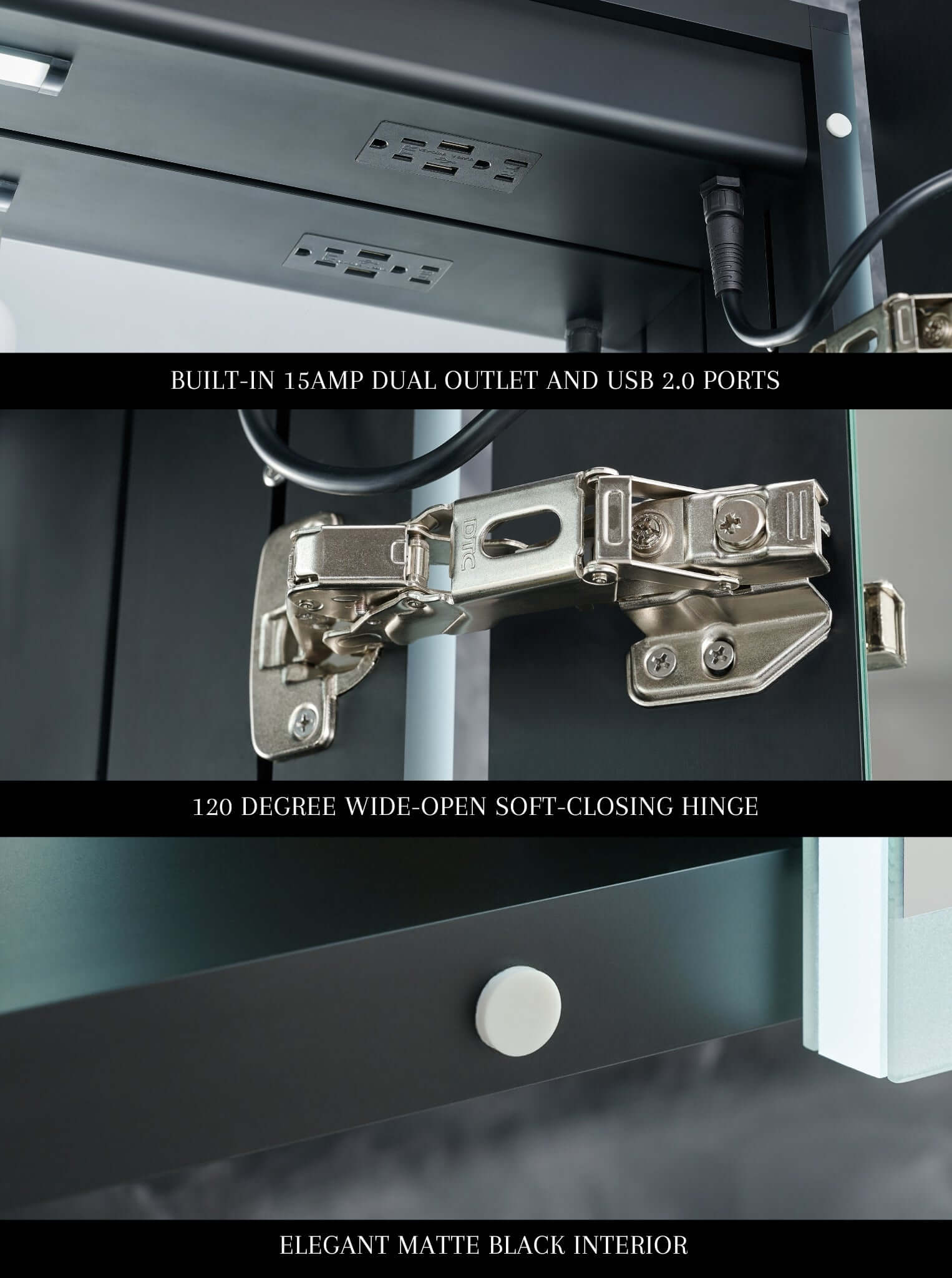 Pagani LED Mirror Cabinet with Defogger, Dimmer, Magnifier & USB outle ...