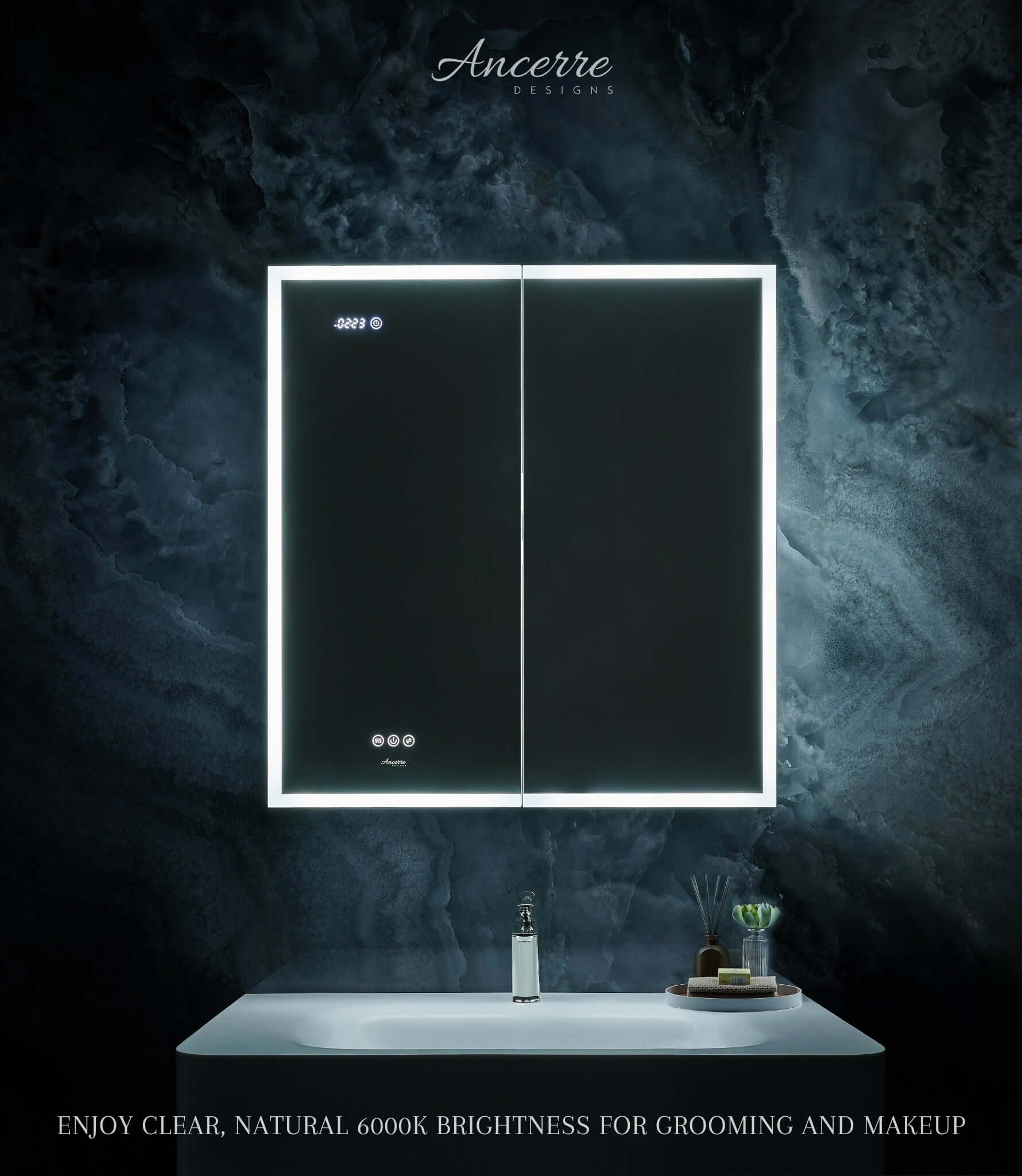 Pagani LED Mirror Cabinet with Defogger, Dimmer, Magnifier & USB outle ...