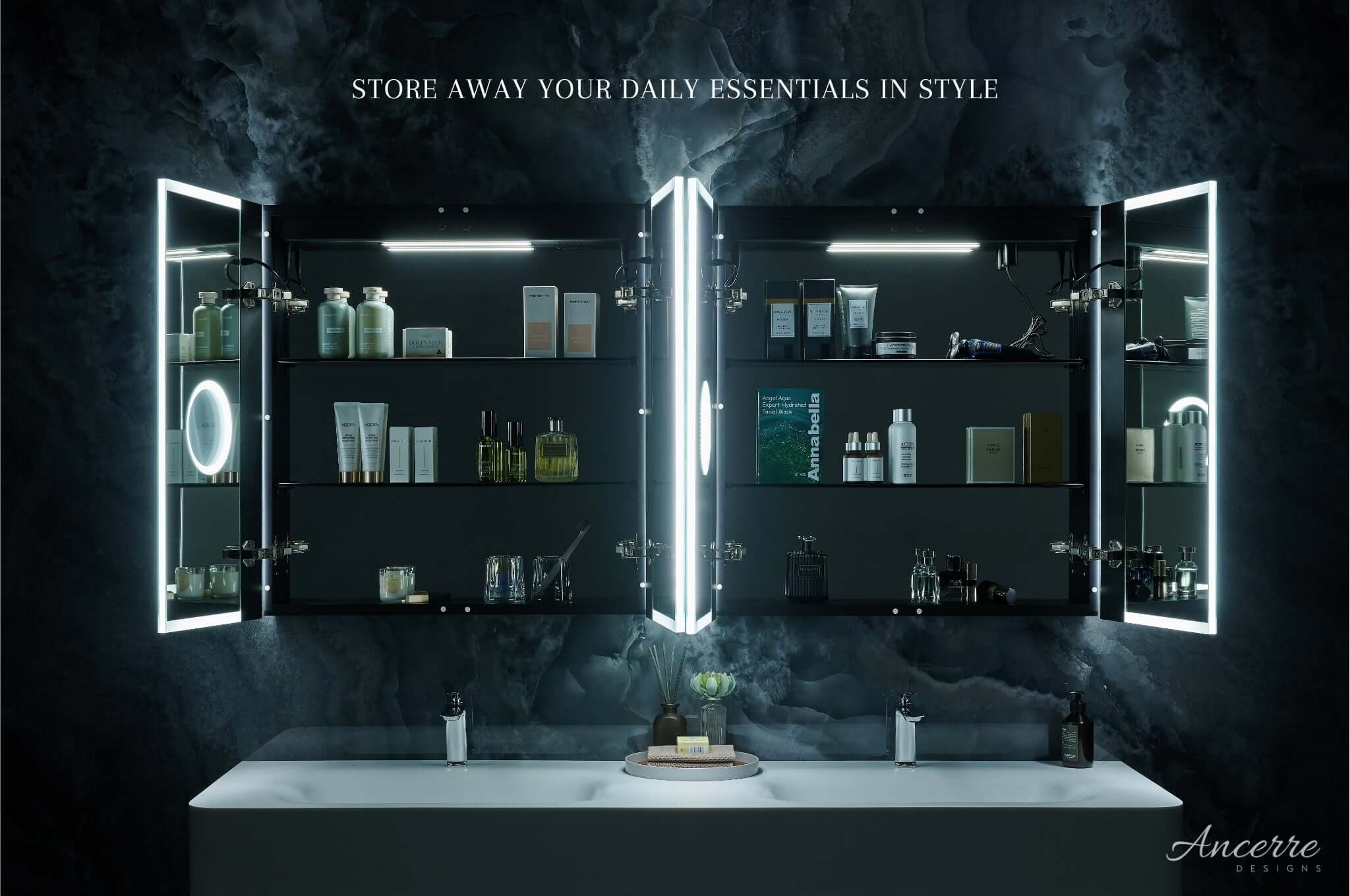 Pagani LED Mirror Cabinet with Defogger, Dimmer, Magnifier & USB outle ...