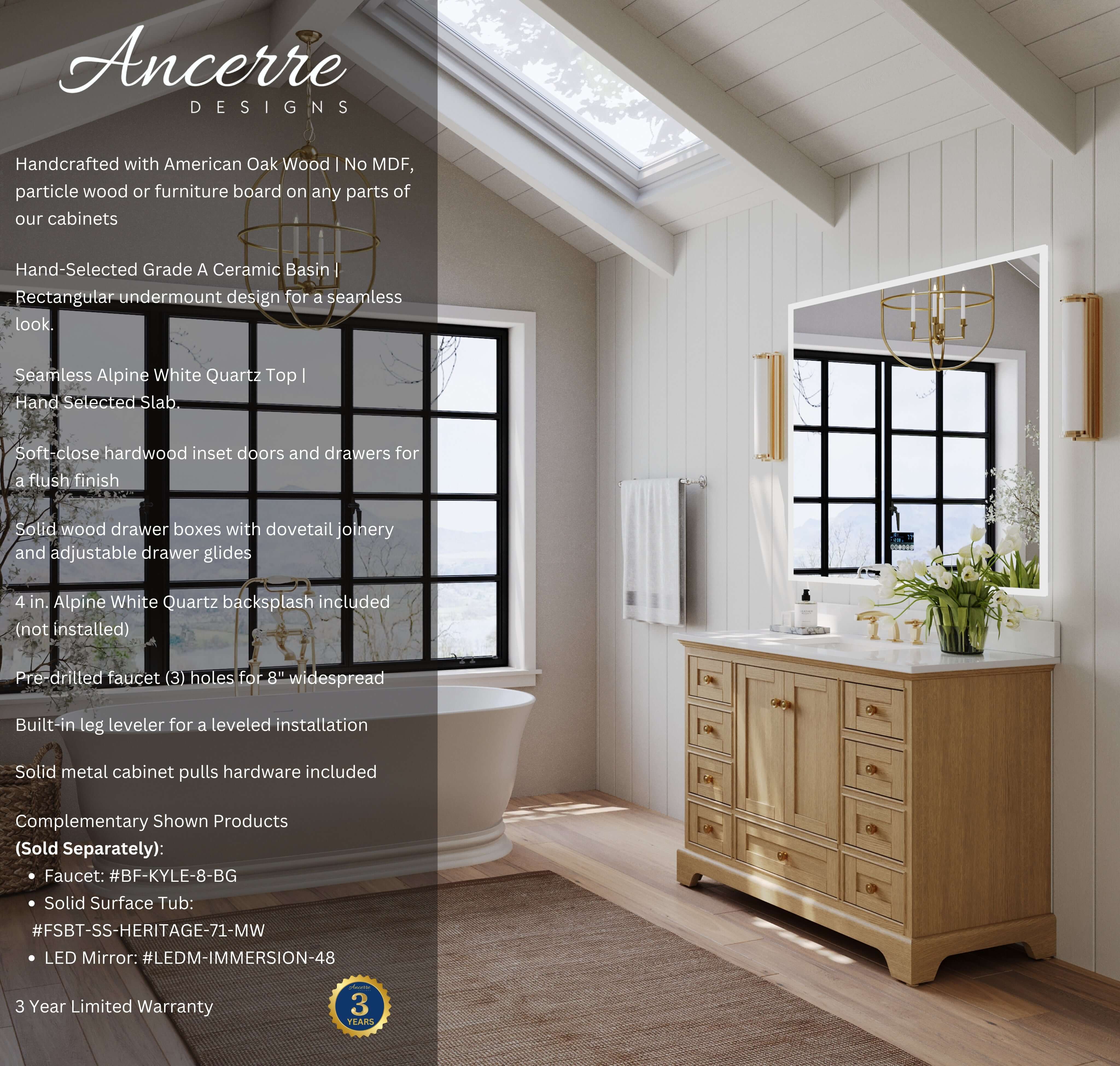 Ancerre Audrey Collection Solid Wood Bathroom Vanity Set – Ancerre Designs