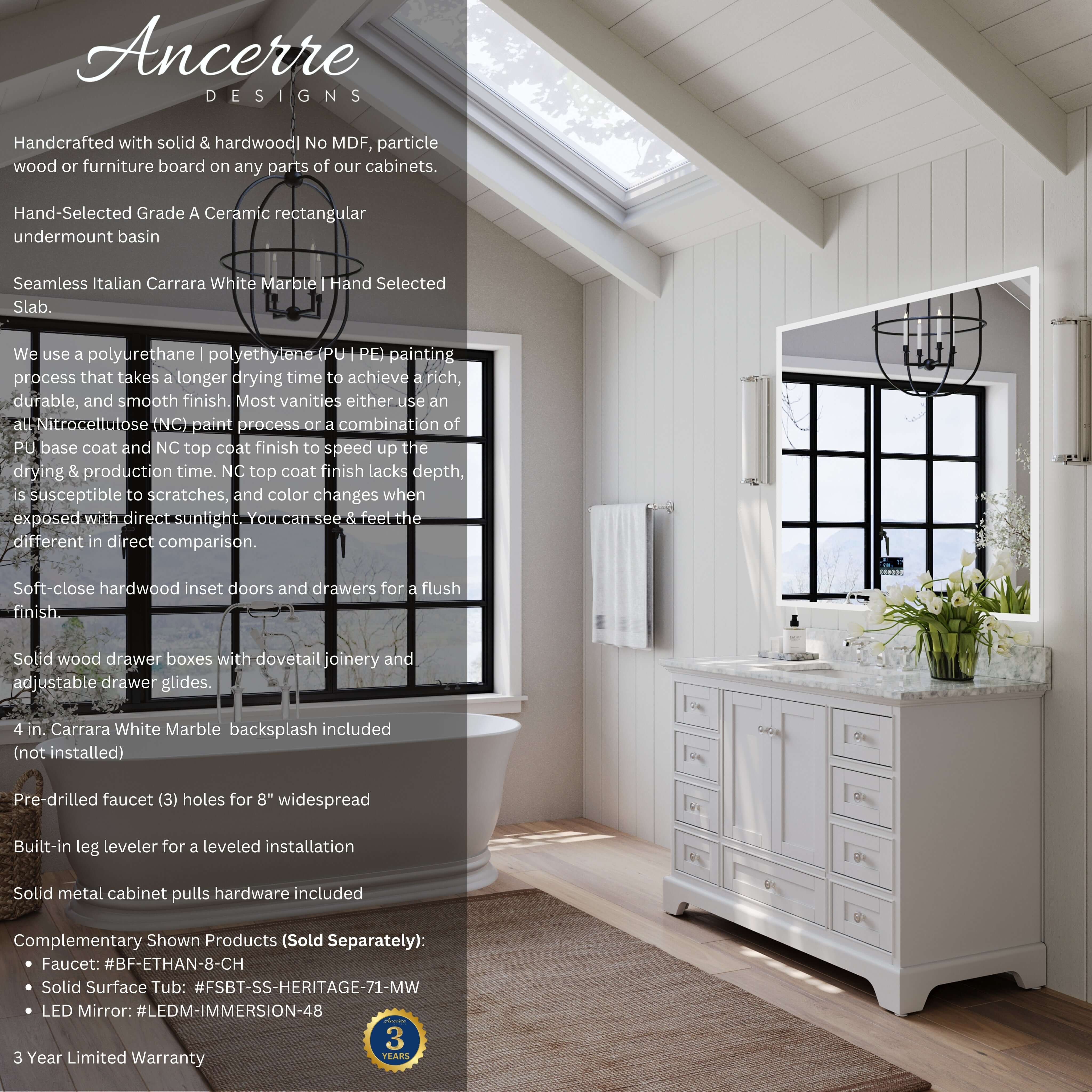 Ancerre Audrey Collection Solid Wood Bathroom Vanity Set – Ancerre Designs