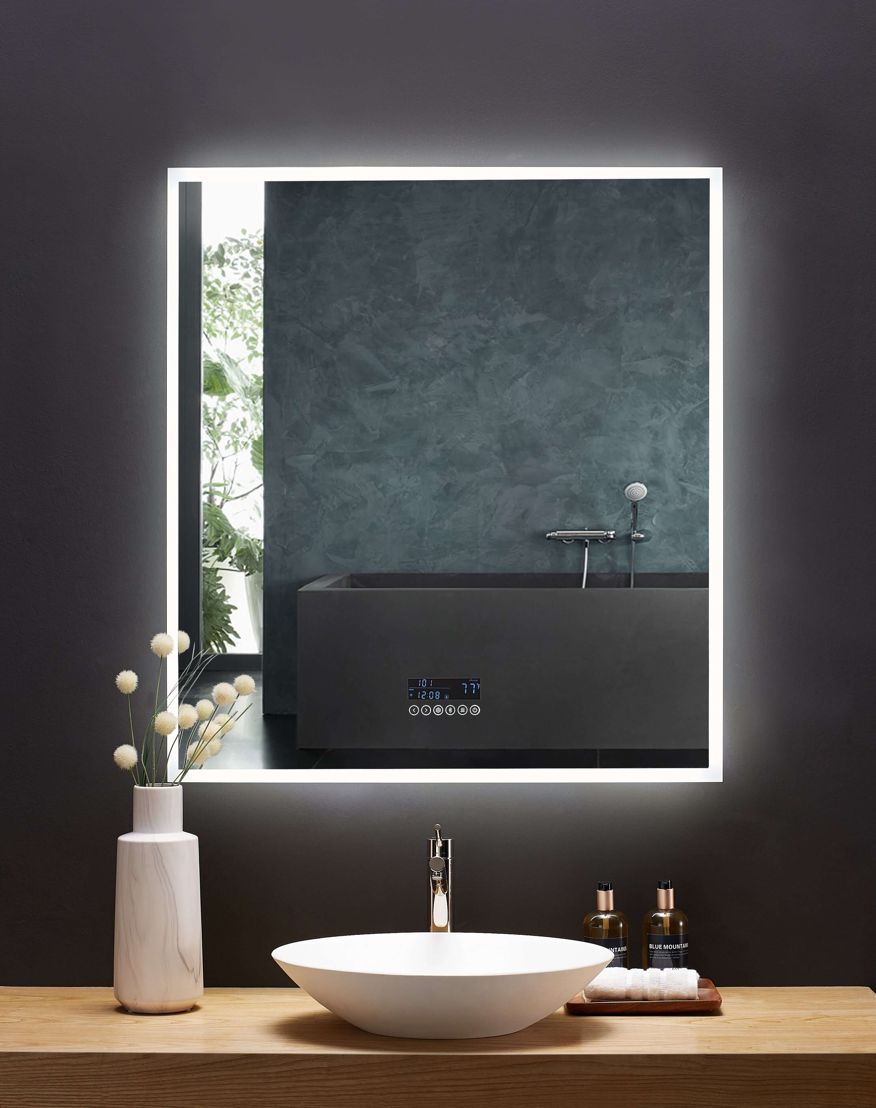 Immersion LED Lighted Bathroom Vanity Mirror with Bluetooth, Defogger ...